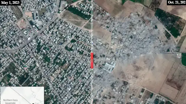 A wasteland from space: Satellite images show destruction in Gaza ...