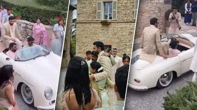 Groom Varun makes entry in vintage convertible | Republic World