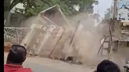 Mobile tower crumples down during demolition drive in Bengaluru; 11 ...