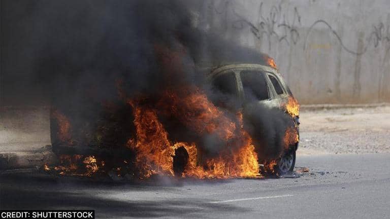 Moving car catches fire, driver rescued | Republic World