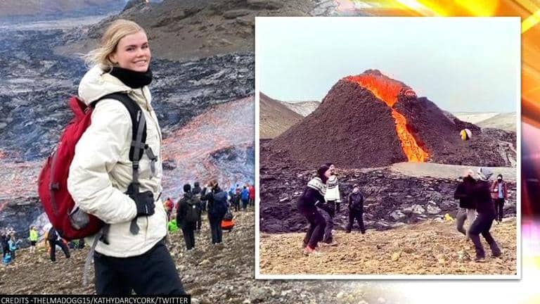 People hike, play volleyball and click selfies near active volcano in ...
