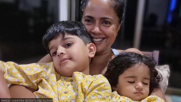 Sameera Reddy's 'true mom life' post with her kids has other moms ...