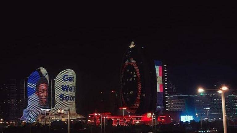 'Get well soon' message for Pele is projected on building in Qatar ...