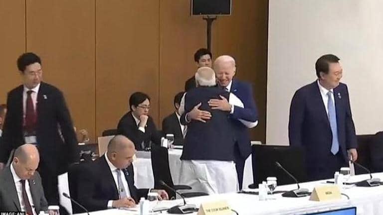 PM Modi, Joe Biden hug it out in Hiroshima on Day 2 of G7 summit ...
