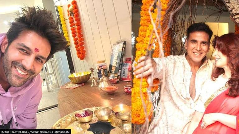 Dhanteras: Kartik Aaryan performs pooja, Twinkle Khanna celebrates with ...