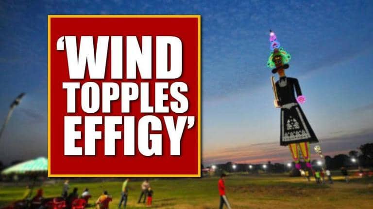 Ravana effigy toppled by wind in Surat during Dussehra celebrations ...