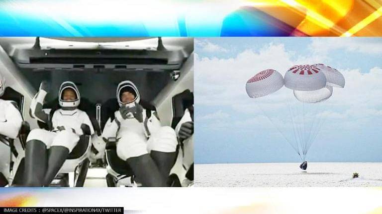 SpaceX Inspiration4's all civilian crew makes splashdown after orbiting ...