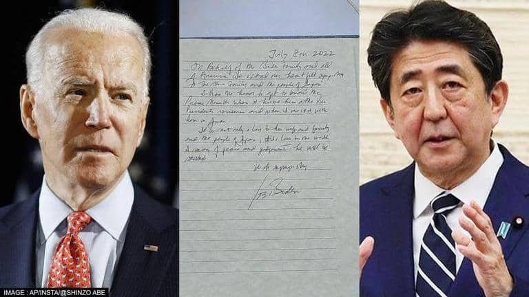Joe Biden pens goodbye note to pay tribute to Shinzo Abe; handovers it ...