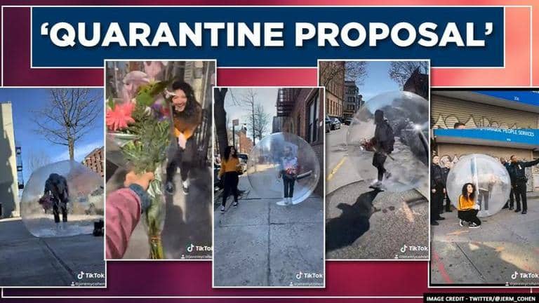 Brooklyn man goes on a date wearing giant inflatable bubble amid COVID ...
