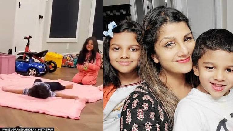 Rambha's kids dance, play around as they return to normal life post car ...