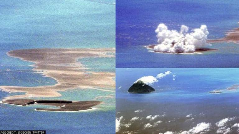 Japan: New Crescent-shaped island forms after volcanic eruption | See ...