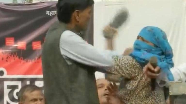 Video of a woman beating man with her slippers in Delhi event goes ...