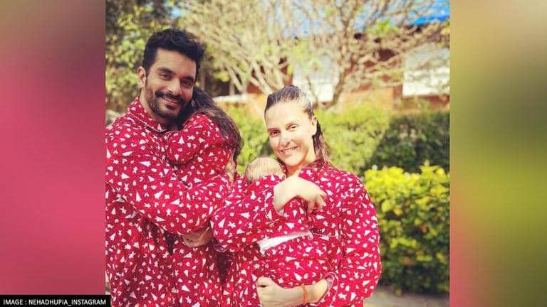 Neha Dhupia, Angad Bedi and daughter Mehr enjoy pool day during Goa ...