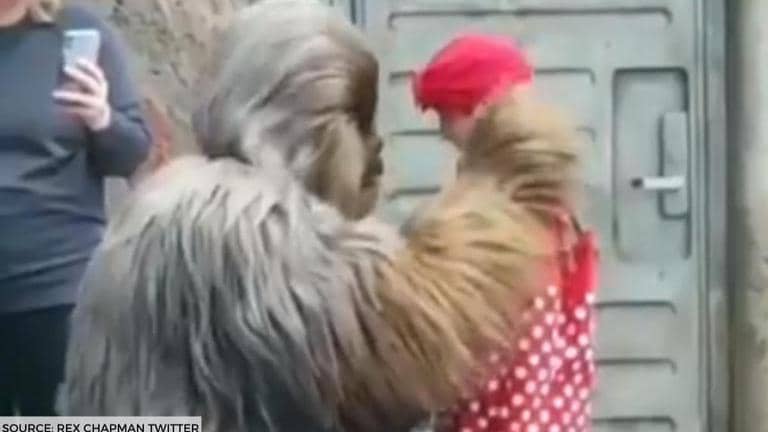 Viral video of Chewbacca comforting young girl who is fighting cancer ...