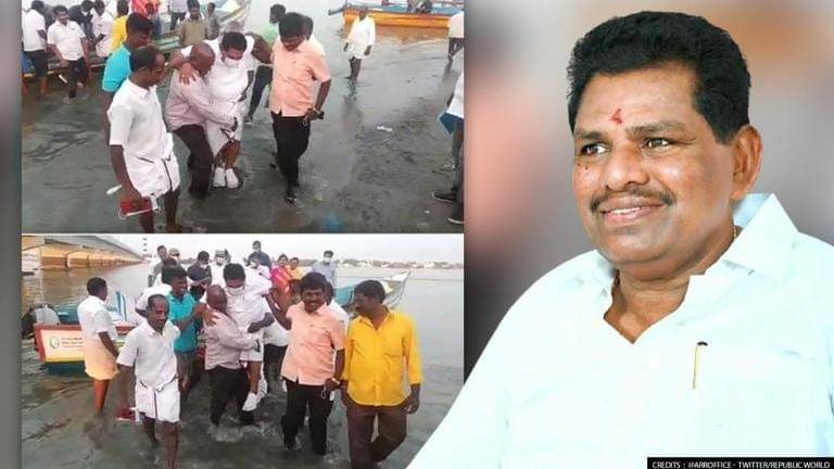 DMK Min Anitha Radhakrishnan 'carried' by locals to avoid wetting ...