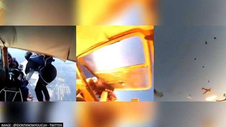 Video of passengers 'skydiving' moments before mid-air collision ...