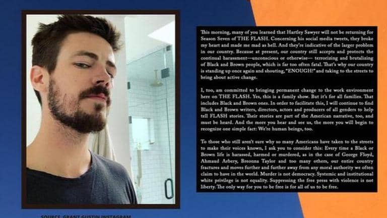 'The Flash' actor Grant Gustin is 'saddened' by Hartley Sawyer's past ...