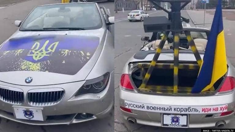 Ukraine's police gifted modified BMW, equipped with machine gun in ...