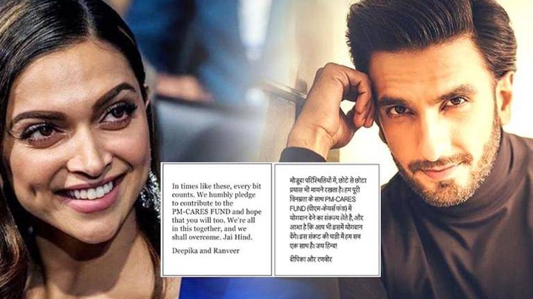 Ranveer Singh and Deepika Padukone pledge to donate to PM CARES Fund- Republic World