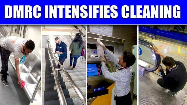 DMRC cleans trains before sending them off for passenger services ...
