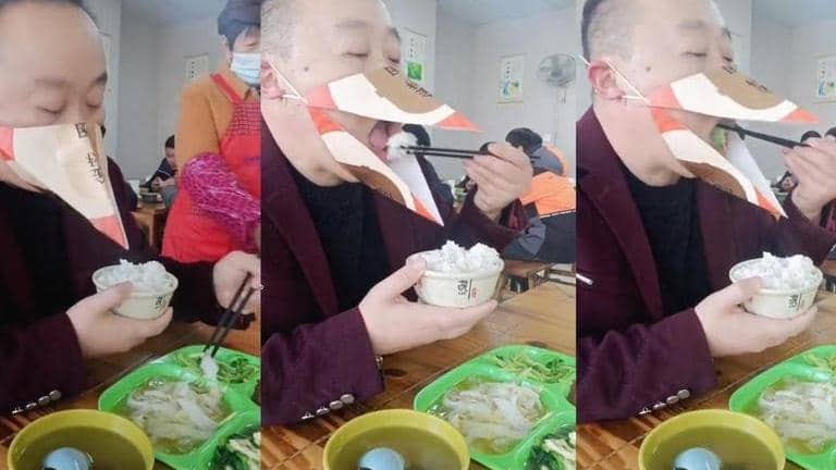 Viral Video: Man munches on food wearing beak-shaped mask amid China ...
