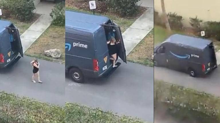 US: Video of woman coming out of Amazon van goes viral; deliveryman ...