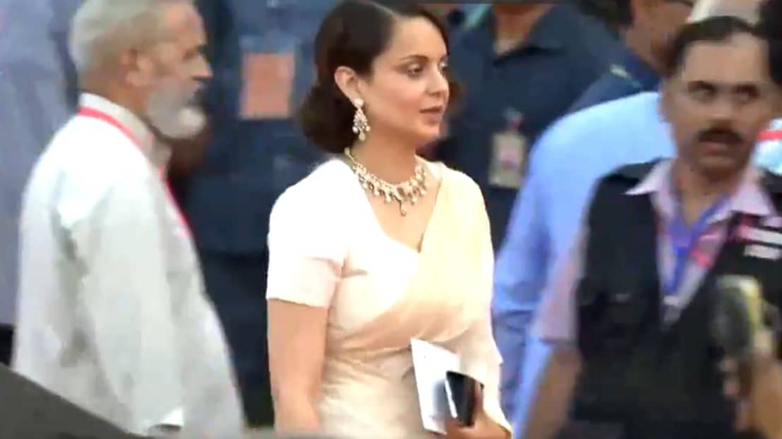 Lok Sabha MP Kangana Ranaut Stuns In Regal White Saree At PM Narendra ...