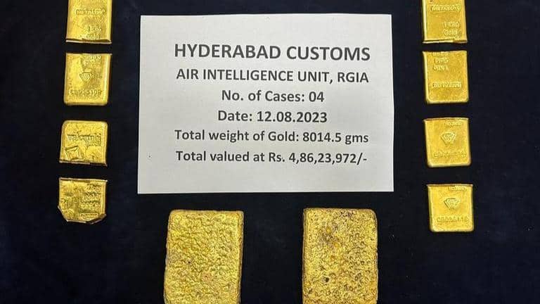 Hyderabad customs seizes 8 kgs of smuggled gold worth around 4.86 Cr ...