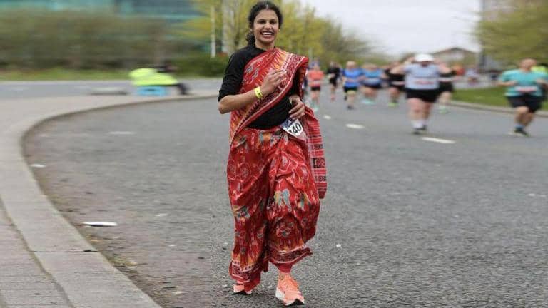 UK-based Odia woman runs 42.5 km marathon wearing Sambalpuri saree in ...
