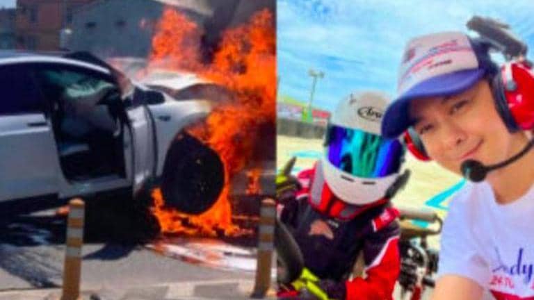 Taiwanese actor, his son hospitalised after Tesla X model car crashes ...