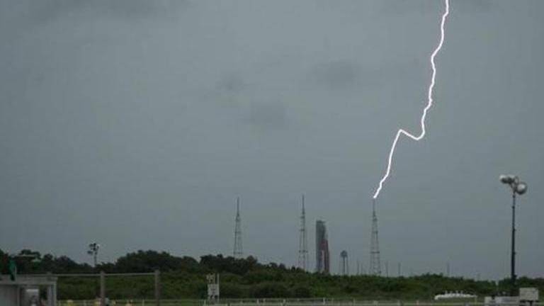 Watch: Lightning strikes near Artemis I Moon rocket at launch pad; NASA ...