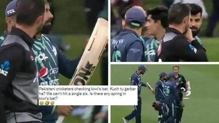 Pakistan players check NZ players' bat after defeat in T20I, netizens ...