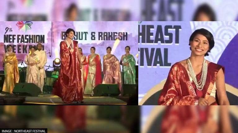 Olympic medallist Lovlina Borgohain walks the ramp for designers Bidyut ...