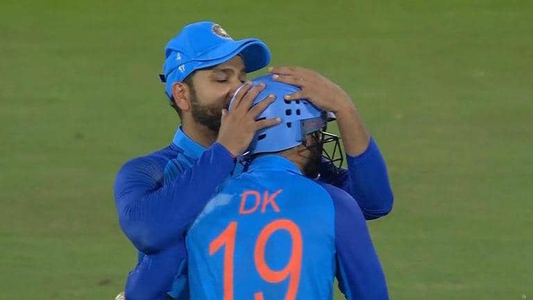 India vs Australia: Bromance on full display as Rohit kisses Karthik on ...