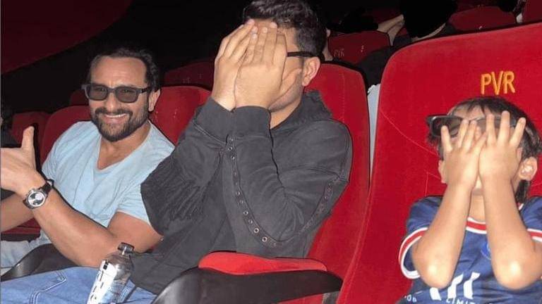 Saif Ali Khan poses with sons Ibrahim, Taimur in viral photo from Adipurush screening | Republic ...