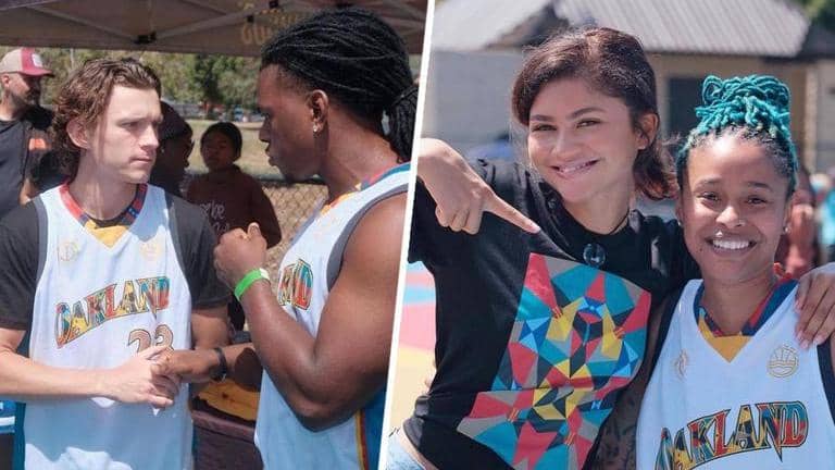Zendaya, Tom Holland step out for community basketball event in Oakland ...